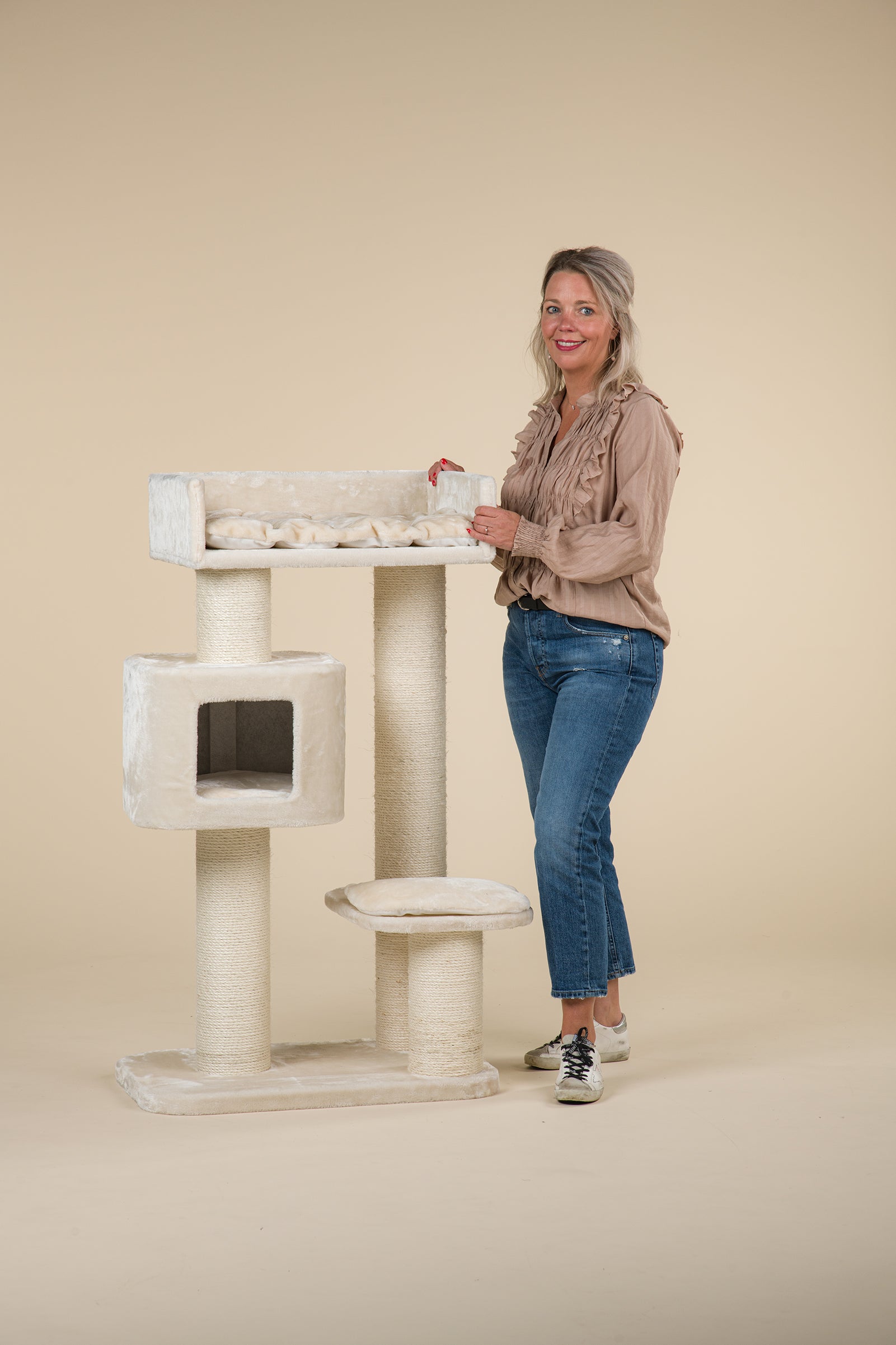 Cat Tree for large cats Big Cat Palace (Beige) - CatTreeKing USA