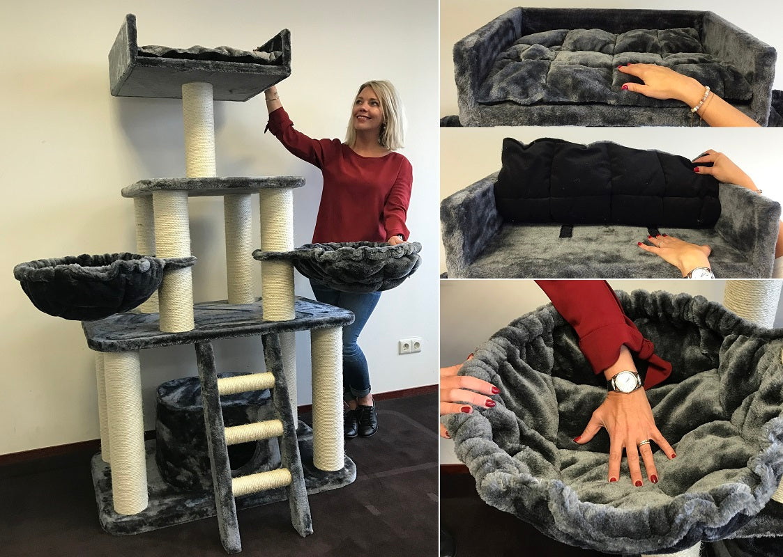 Cat Tree for large cats Tiger (Dark Grey) - CatTreeKing USA