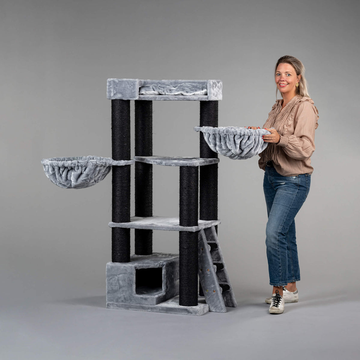 Cat Tree for large cats Corner Cat XXL (Blackline Light Grey ...