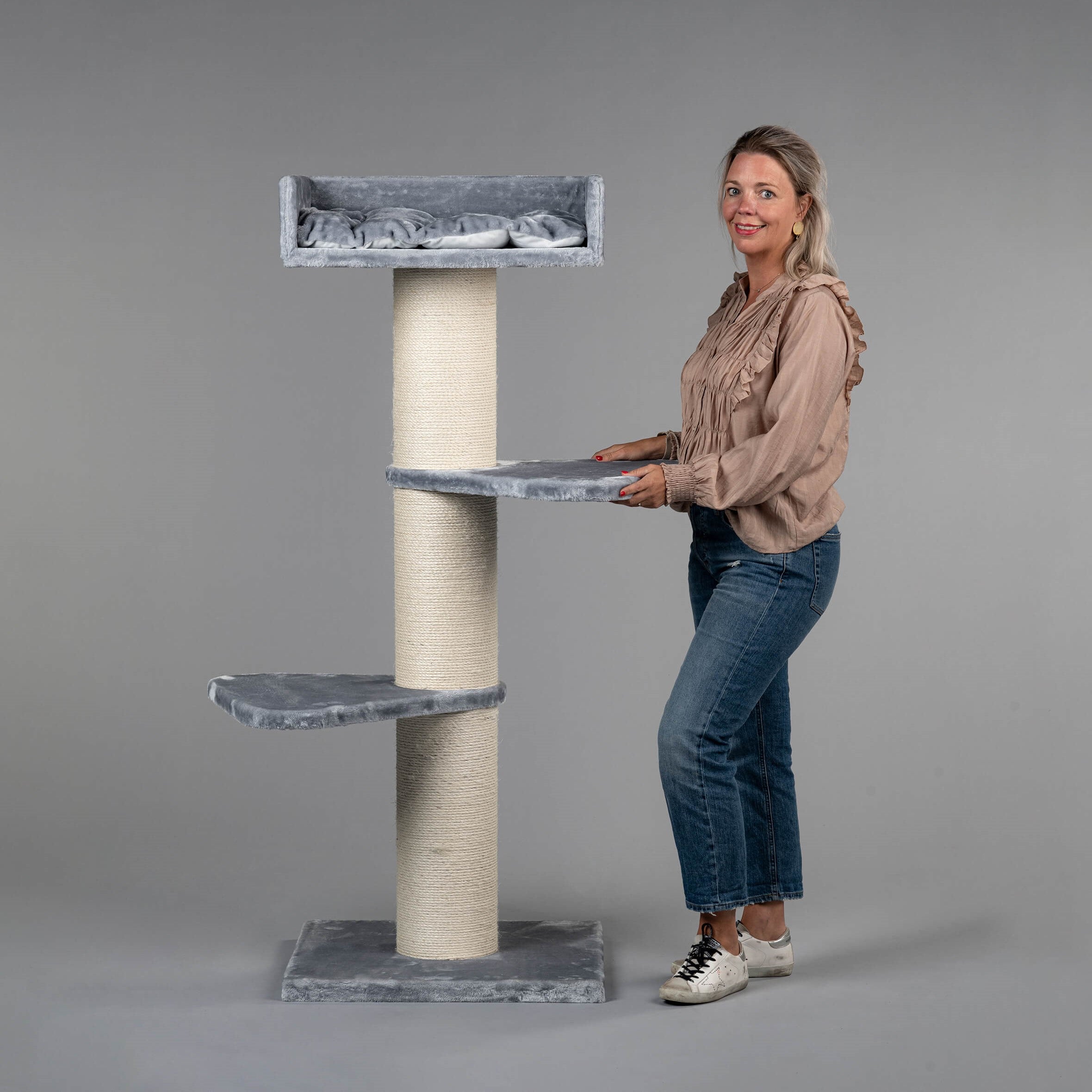 Cat Tree for large cats Royal Suite (Light Grey) - CatTreeKing USA
