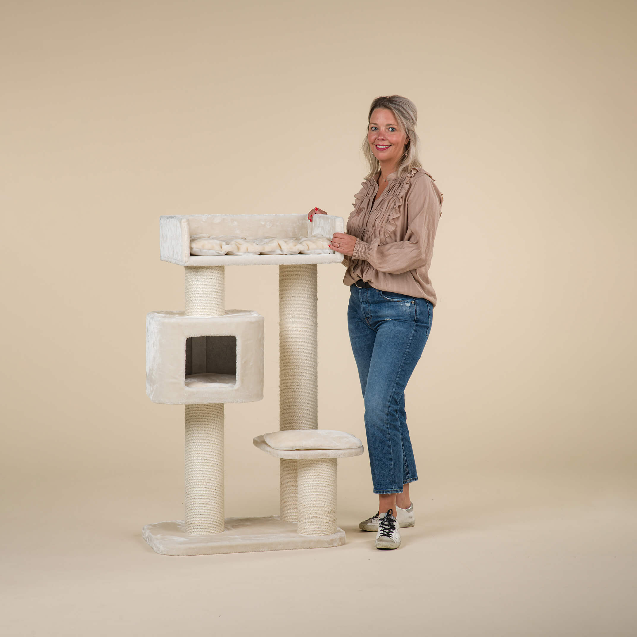 Cat Tree for large cats Big Cat Palace (Beige) - CatTreeKing USA