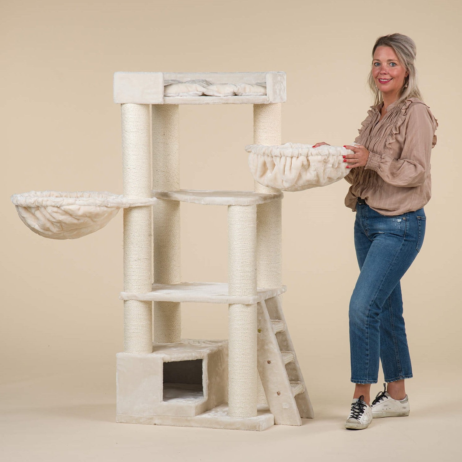Cat Tree for large cats Corner Cat XXL (Beige) - CatTreeKing USA